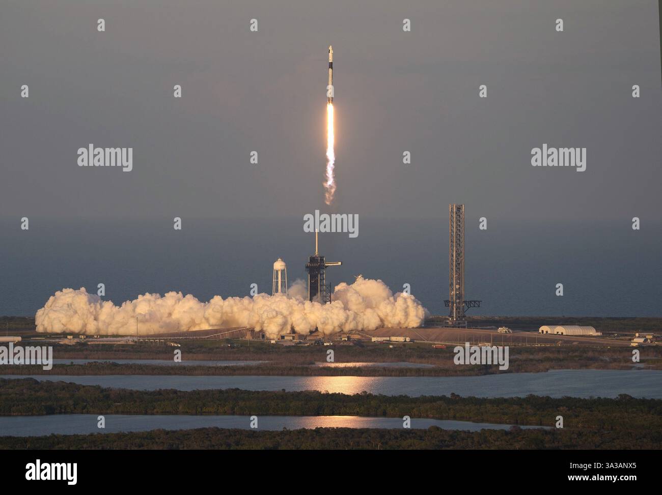 A Falcon 9 with Dragon Spacecraft carrying NASA's SpaceX Crew-10 ...