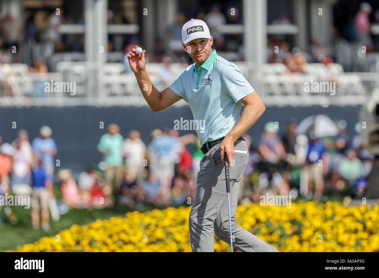 March 14, 2025: Brian Campbell sinks his birdie putt on the 17th hole ...