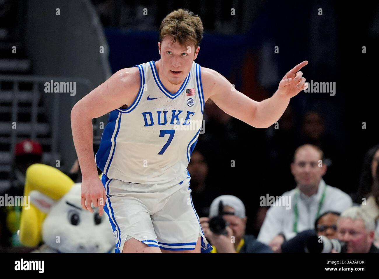 Duke guard Kon Knueppel celebrates after scoring against North Carolina ...