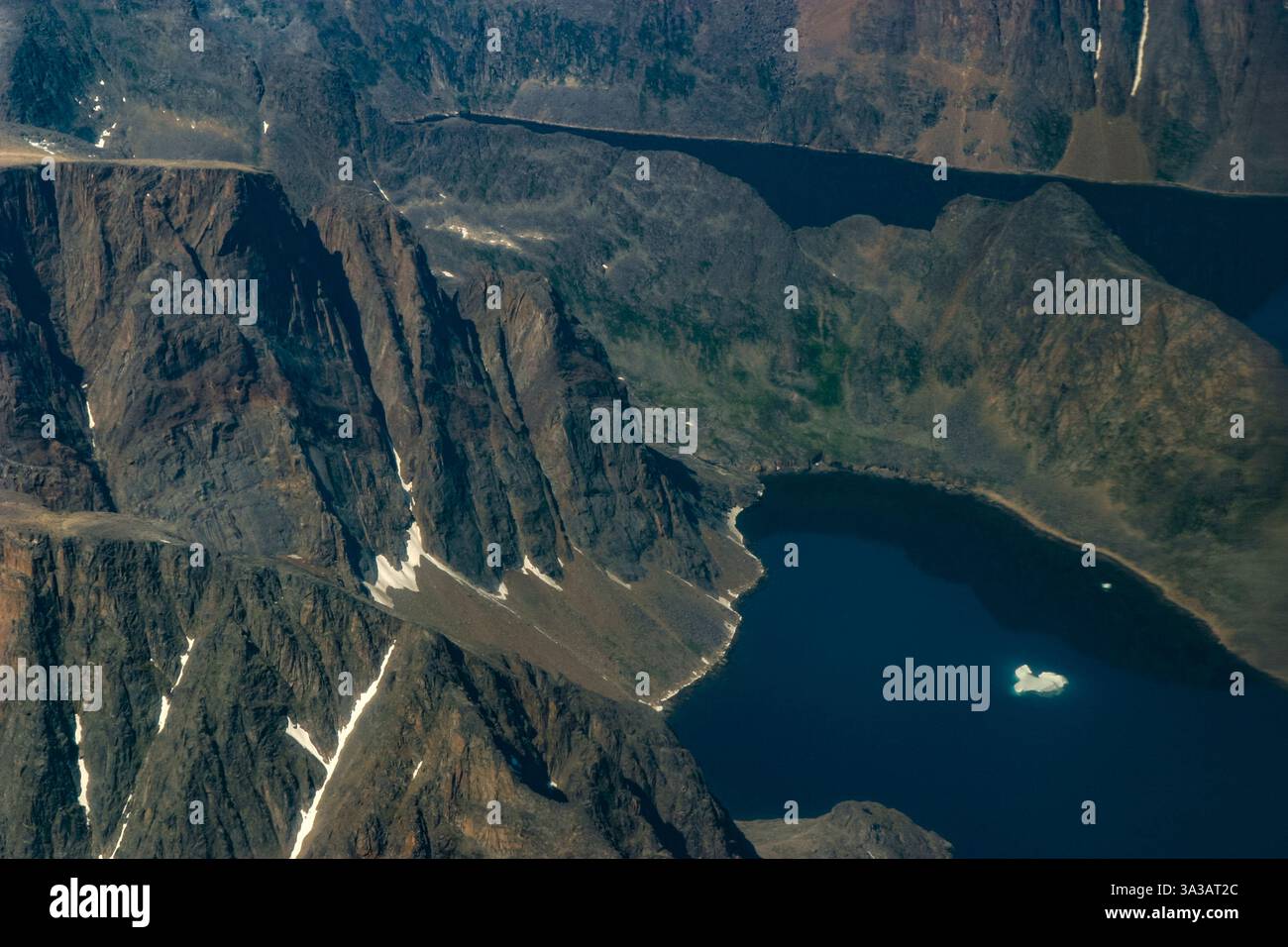 Aerial, view of Baffin Island landscape between, Iqaluit, Nunavut ...