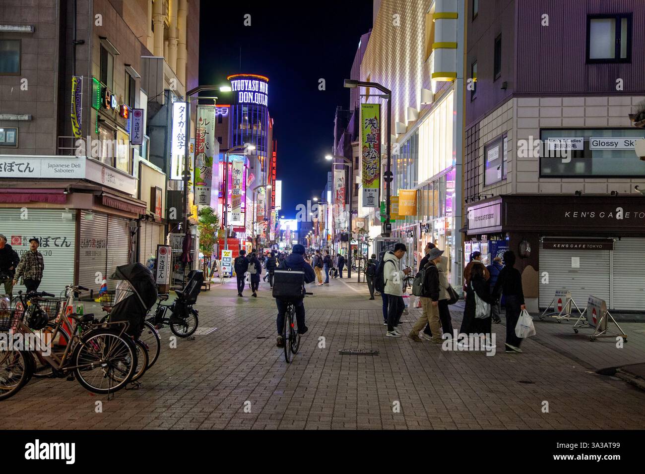 Rokku Broadway at night in Asakusa, Tokyo, Japan. It is famous as one ...