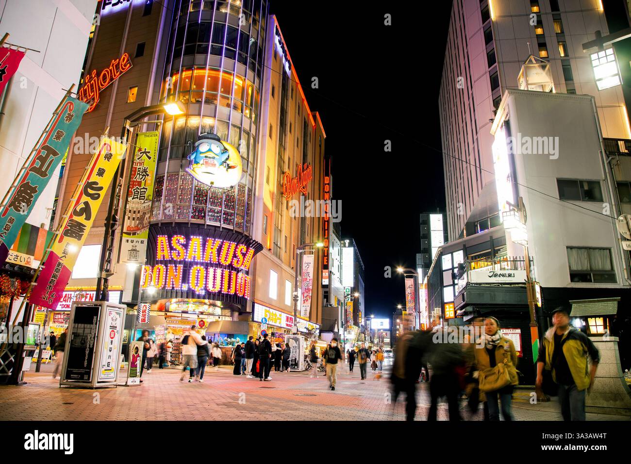 Rokku Broadway at night in Asakusa, Tokyo, Japan. It is famous as one ...