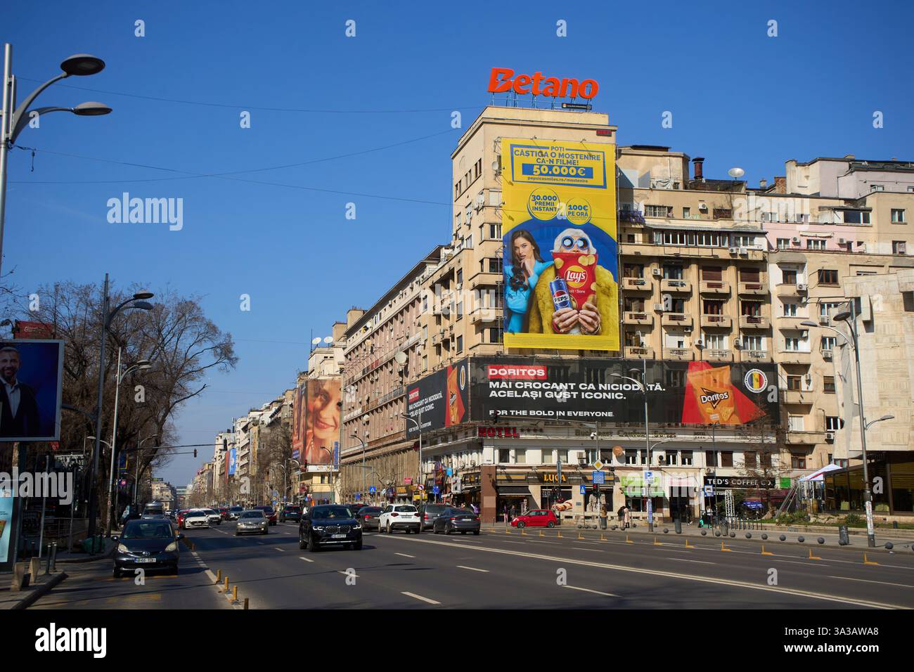 Bucharest, Romania. 9th Mar, 2025: Beautiful view over the center of ...