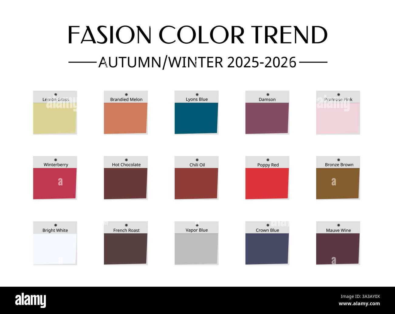 Fashion Color Trend Autumn - Winter 2025 - 2026. Trendy colors palette guide. Fabric swatches ...