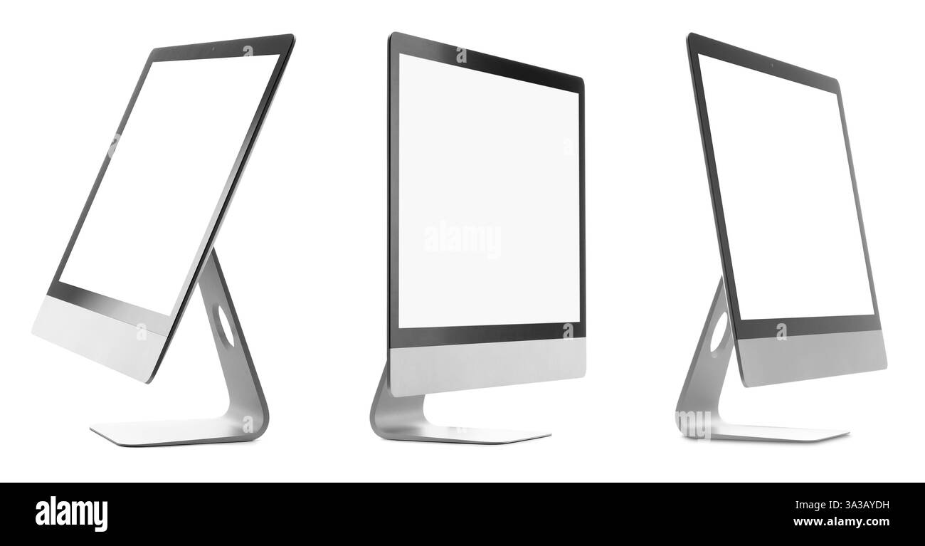 Computer monitor with blank screens isolated on white, collage Stock ...