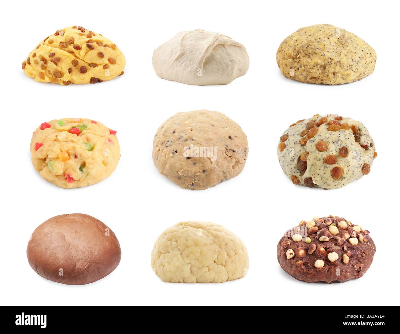 Different types of dough isolated on white, set Stock Photo - Alamy