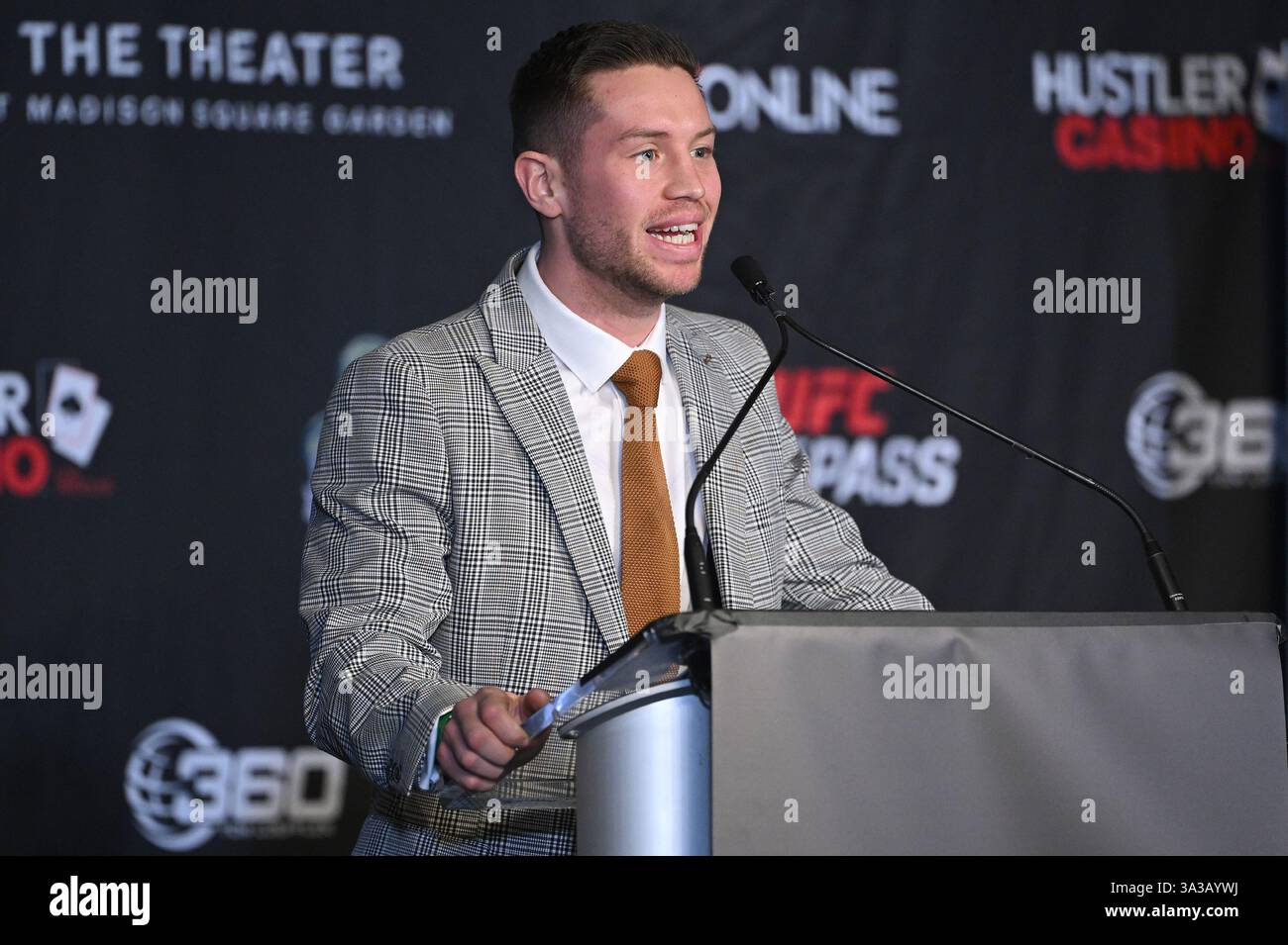 New York, USA. 14th Mar, 2025. Scottish boxer Dean Sutherland, Super ...