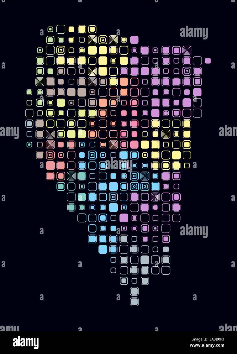 Nevada, shape of the state build of colored cells. Digital style map of ...