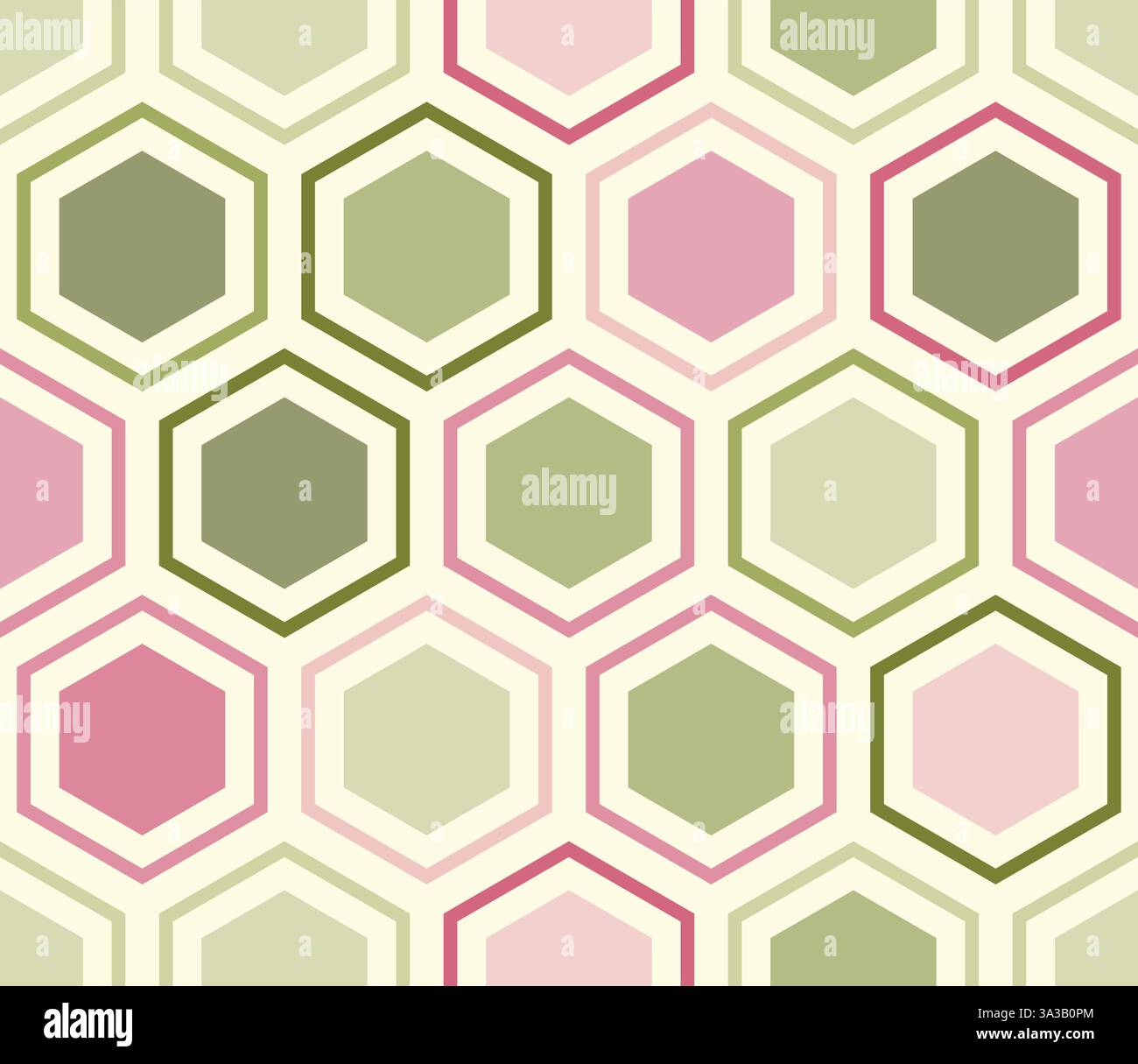 Geometric pattern. Hexagon mosaic background with inner solid cells. Large hexagons. Multiple ...