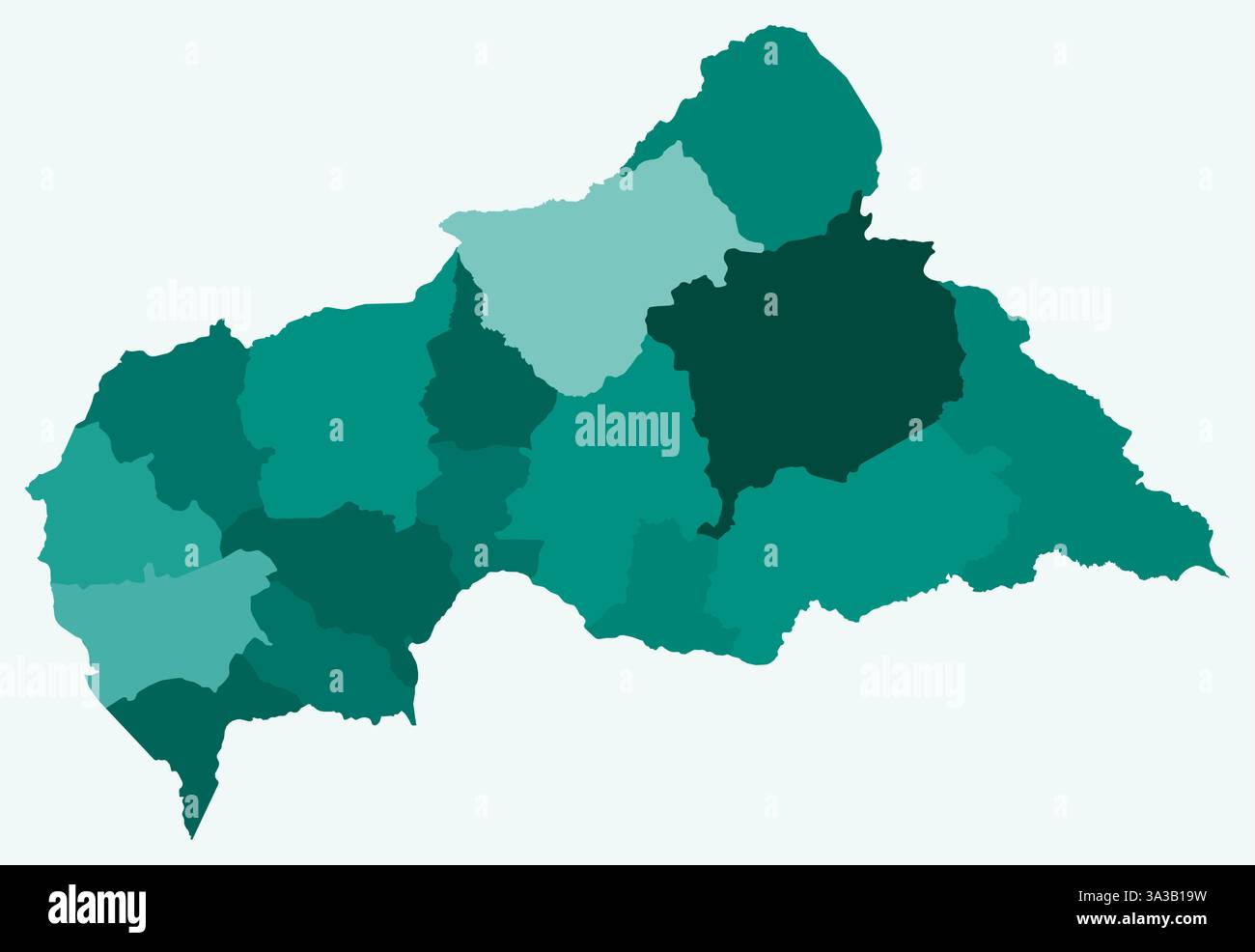 Map of Central African Republic with regions. Just a simple country ...