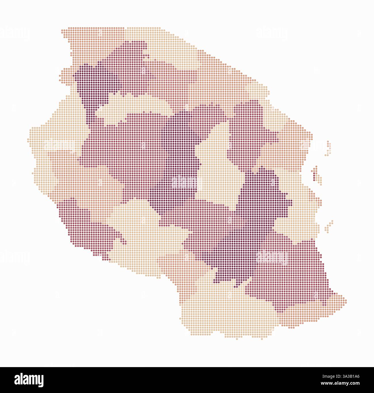 Tanzania dotted map. Digital style map of the country on white ...