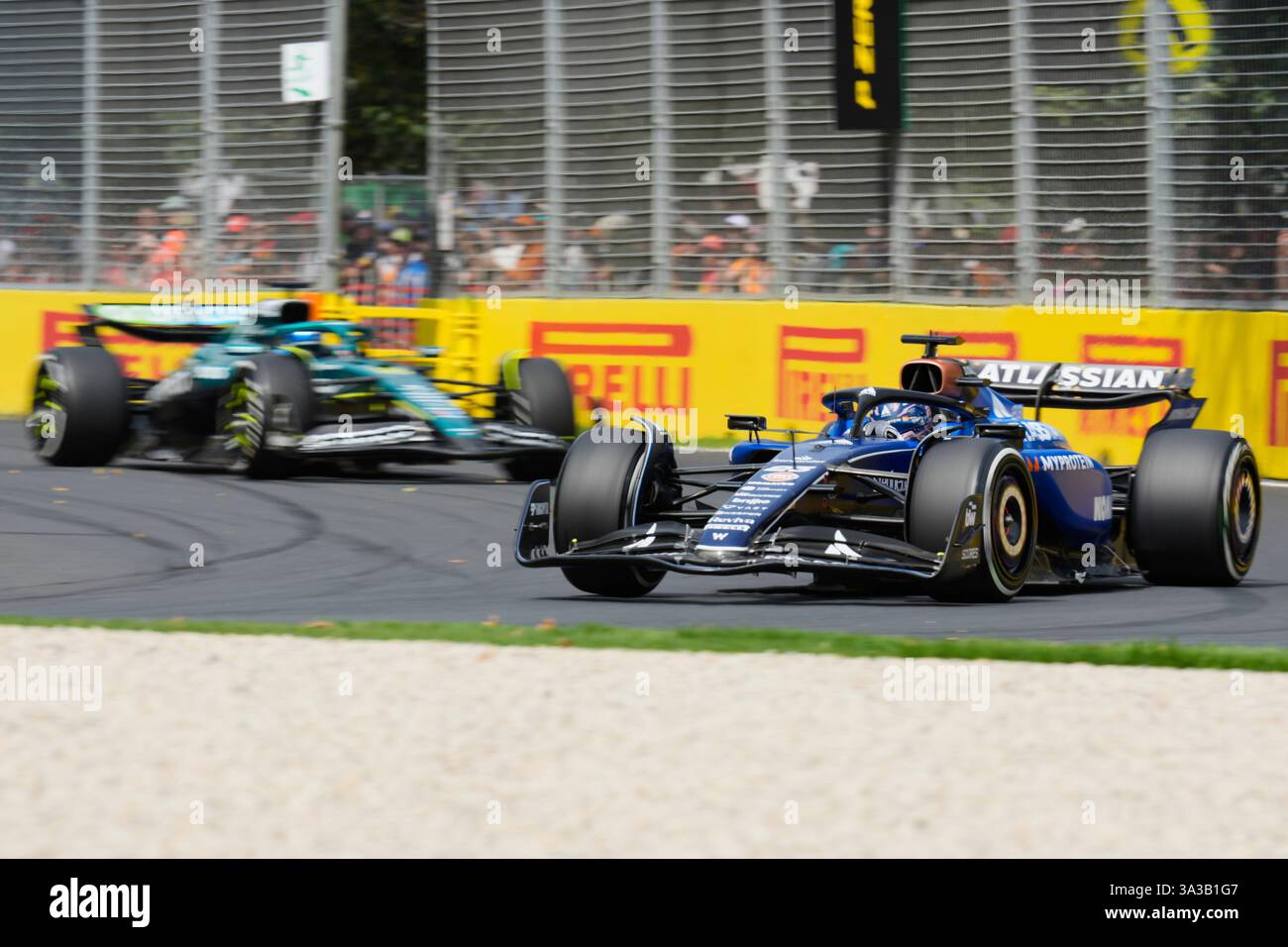Williams driver Alexander Albon of Thailand steers his car during the ...