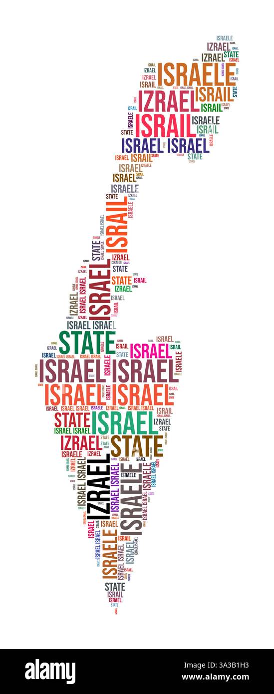 Israel country shape word cloud. Typography style country illustration ...