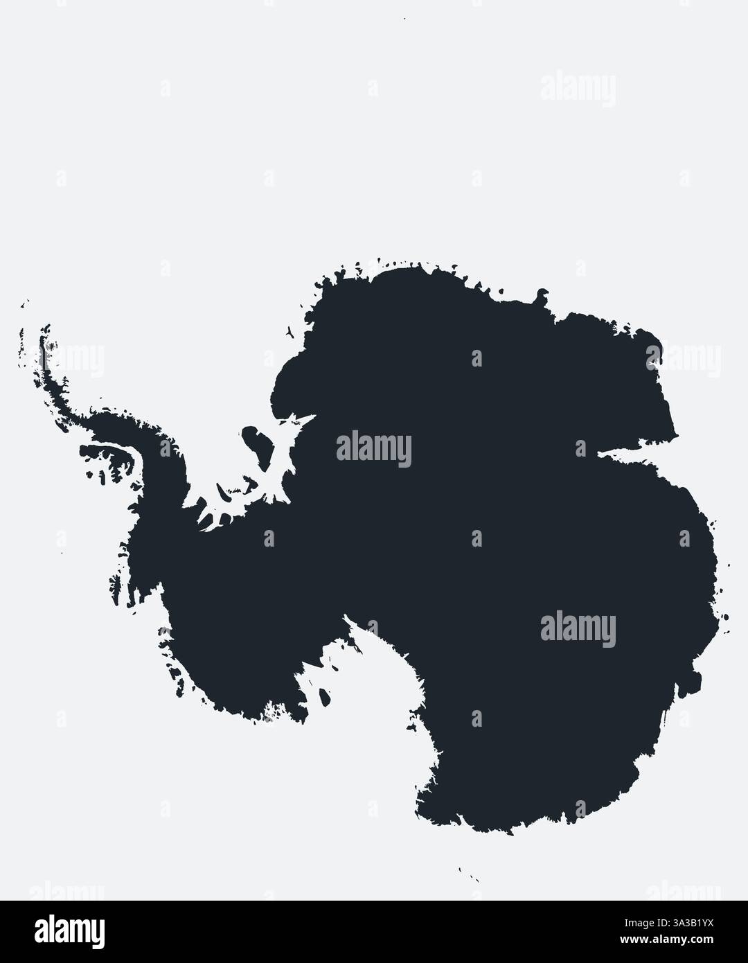 Antarctica map. Just a simple border map. Shape of the continent. Flat ...