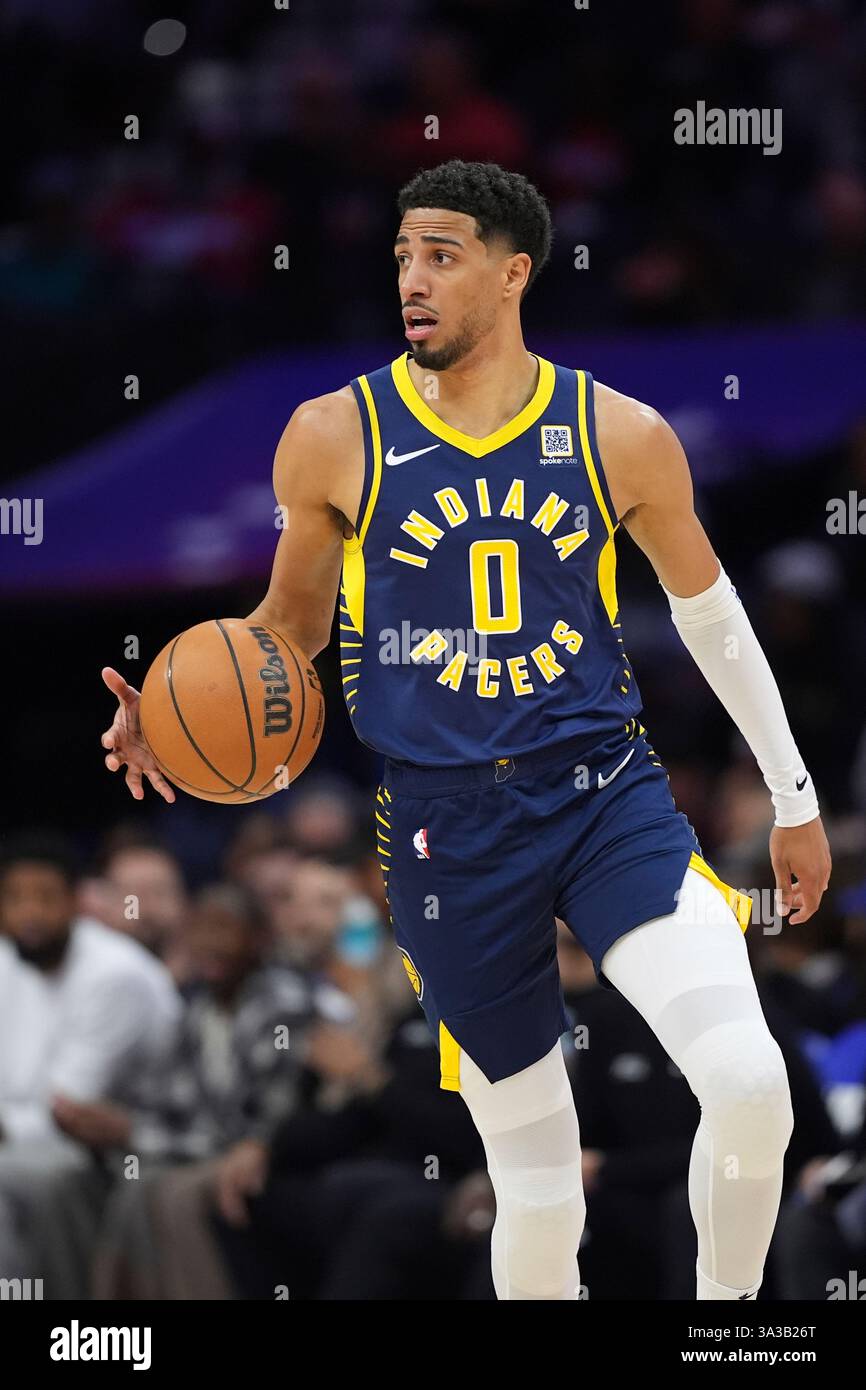 Indiana Pacers' Tyrese Haliburton plays during an NBA basketball game ...