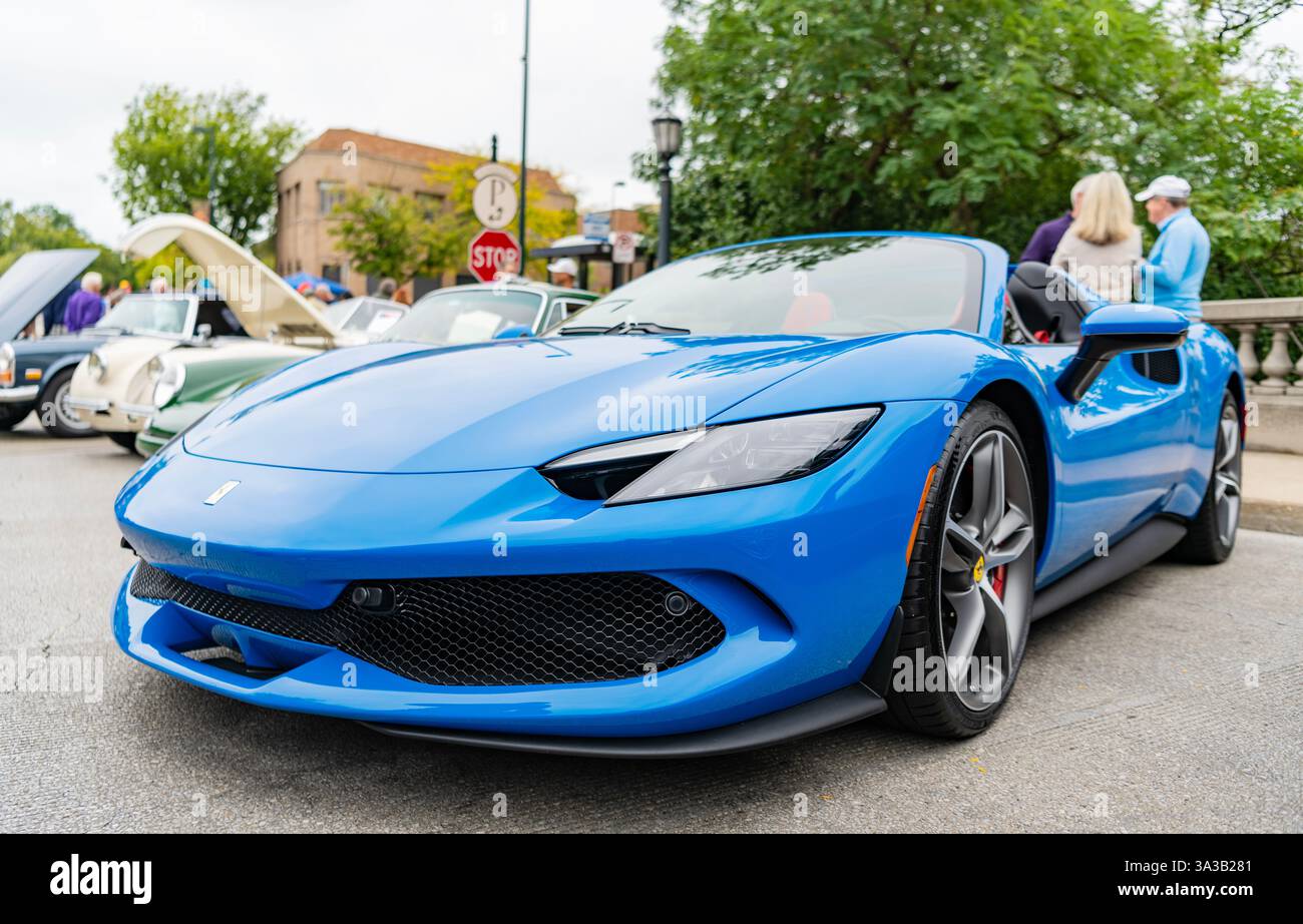 Chicago, Illinois - September 29, 2024: Ferrari 296 GTS or GTB blue ...