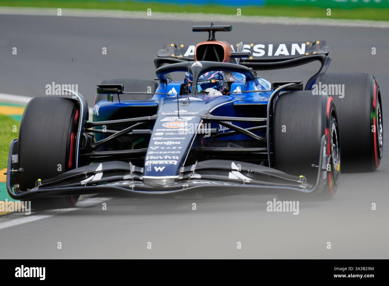Williams driver Alexander Albon of Thailand steers his car during the ...