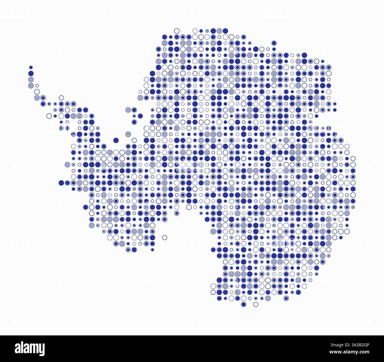 Antarctica, shape of the country built of colored cells. Digital style ...