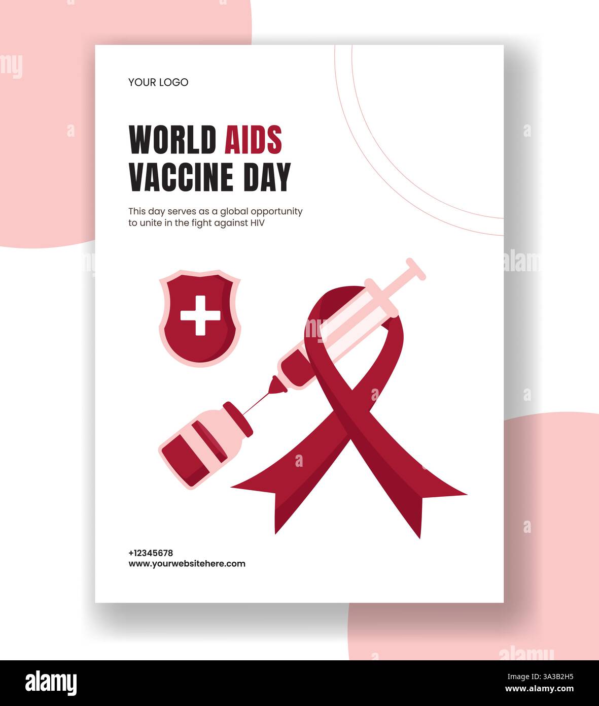 Hand-Drawn Flat Cartoon Background for World AIDS Vaccine Day Vertical ...