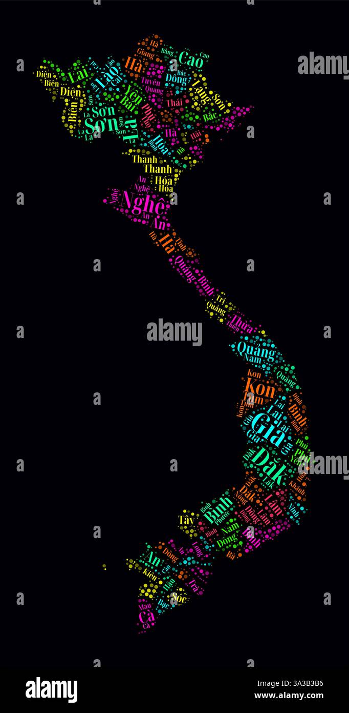 Vietnam Word Cloud. Region names of the country in Vietnamese language ...