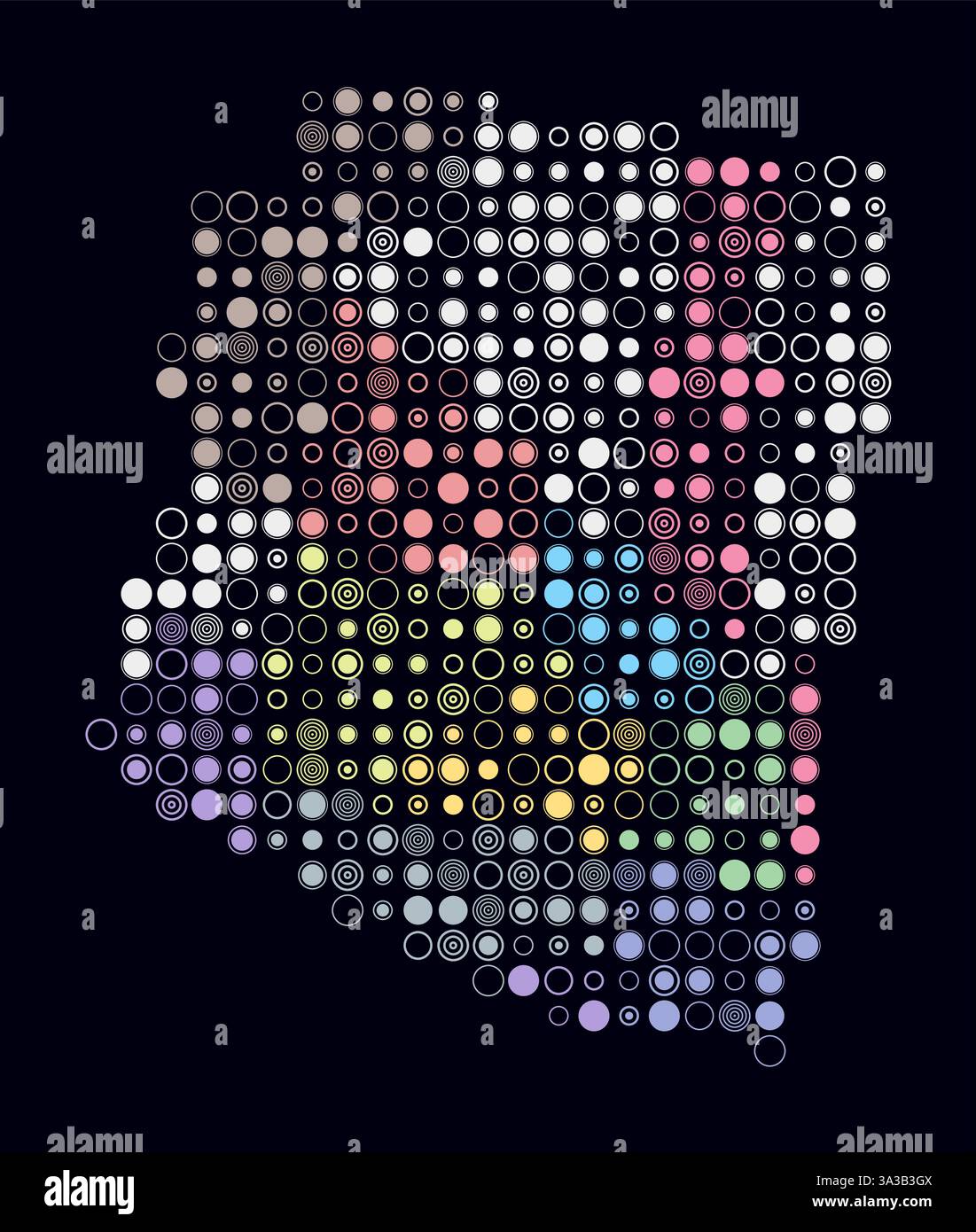Arizona, shape of the state built of colored cells. Digital style map ...