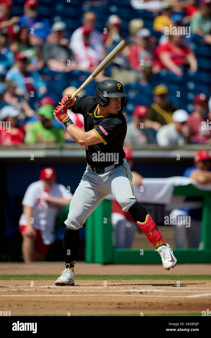 Pittsburgh Pirates Konnor Griffin (85) at bat during an MLB Spring ...