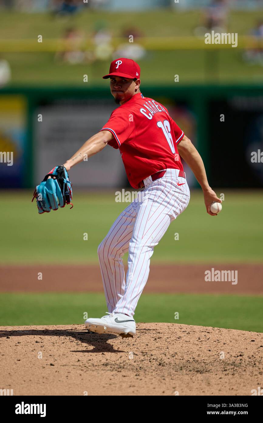 Philadelphia Phillies pitcher Jean Cabrera (16) during an MLB Spring ...