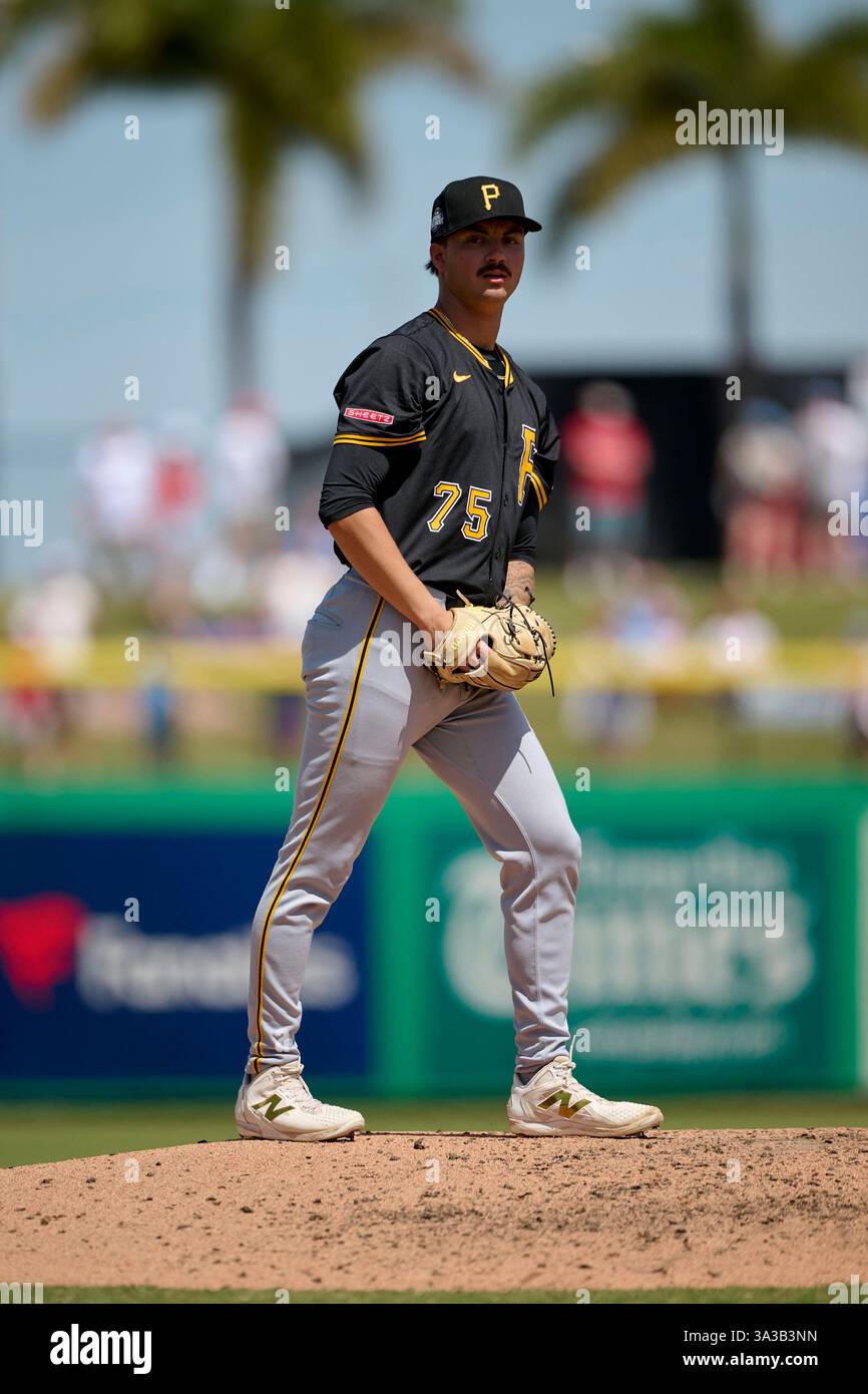 Pittsburgh Pirates pitcher Anthony Solometo (75) gets ready to deliver ...