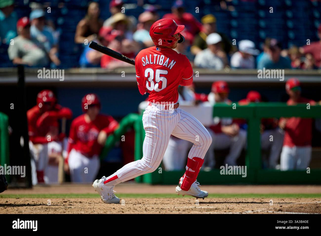 Philadelphia Phillies Devin Saltiban (35) at bat during an MLB Spring ...