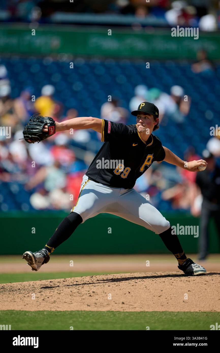 Pittsburgh Pirates pitcher Hunter Barco (89) delivers a pitch during an ...