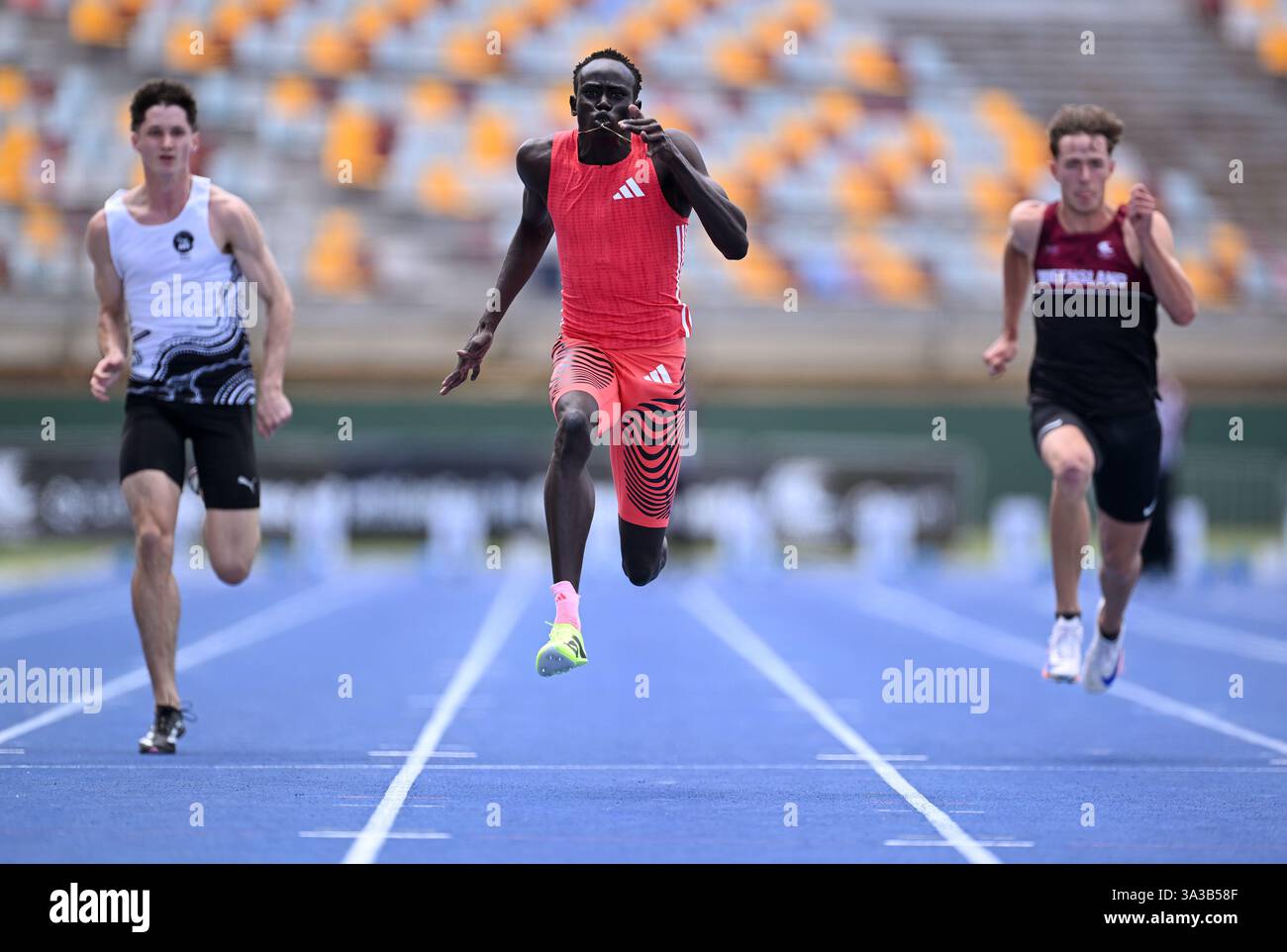 Queensland sprinter Gout Gout in action during the U-20 Mens final at ...