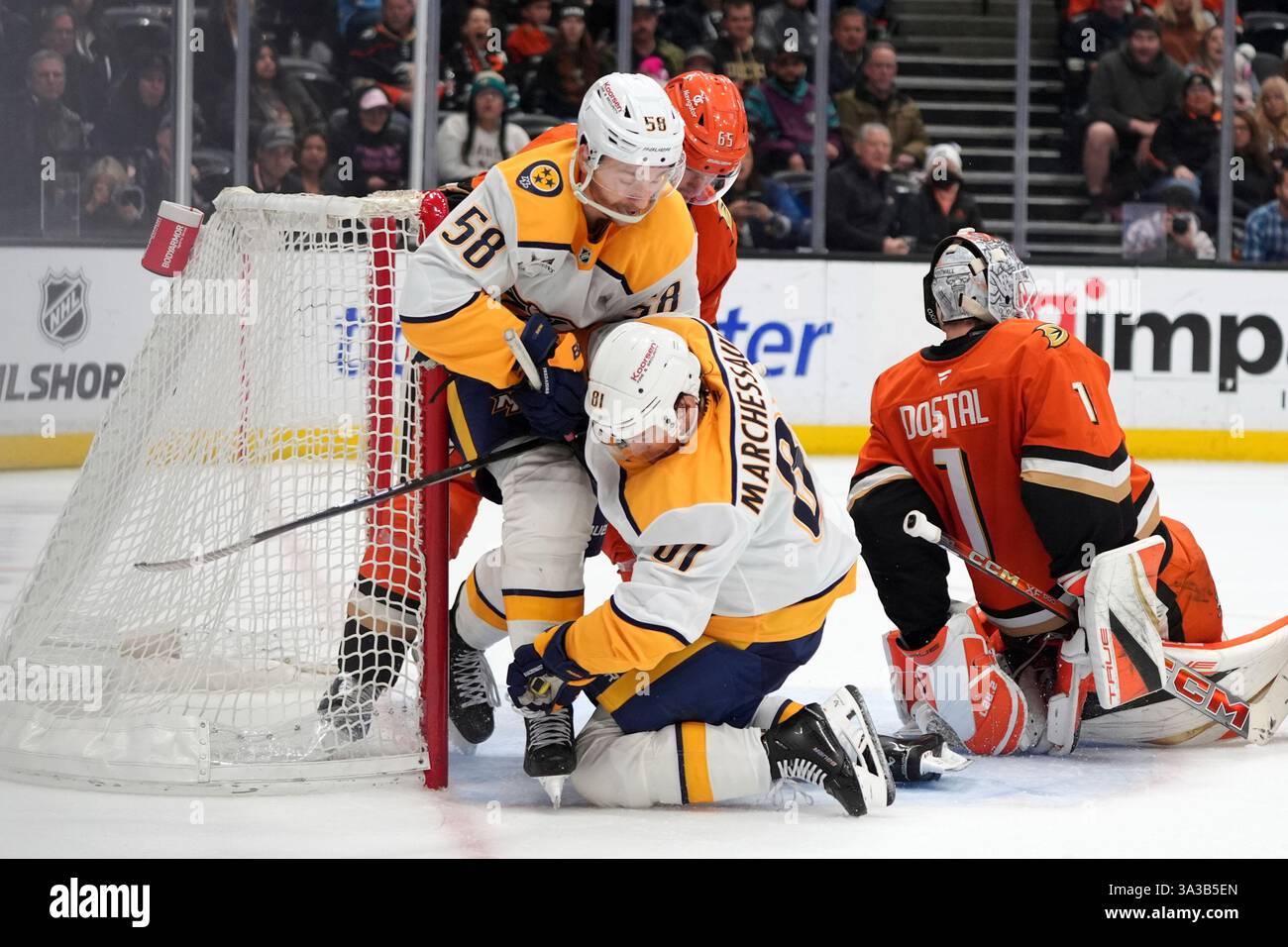 Nashville Predators left wing Michael Bunting (58) and center Jonathan ...