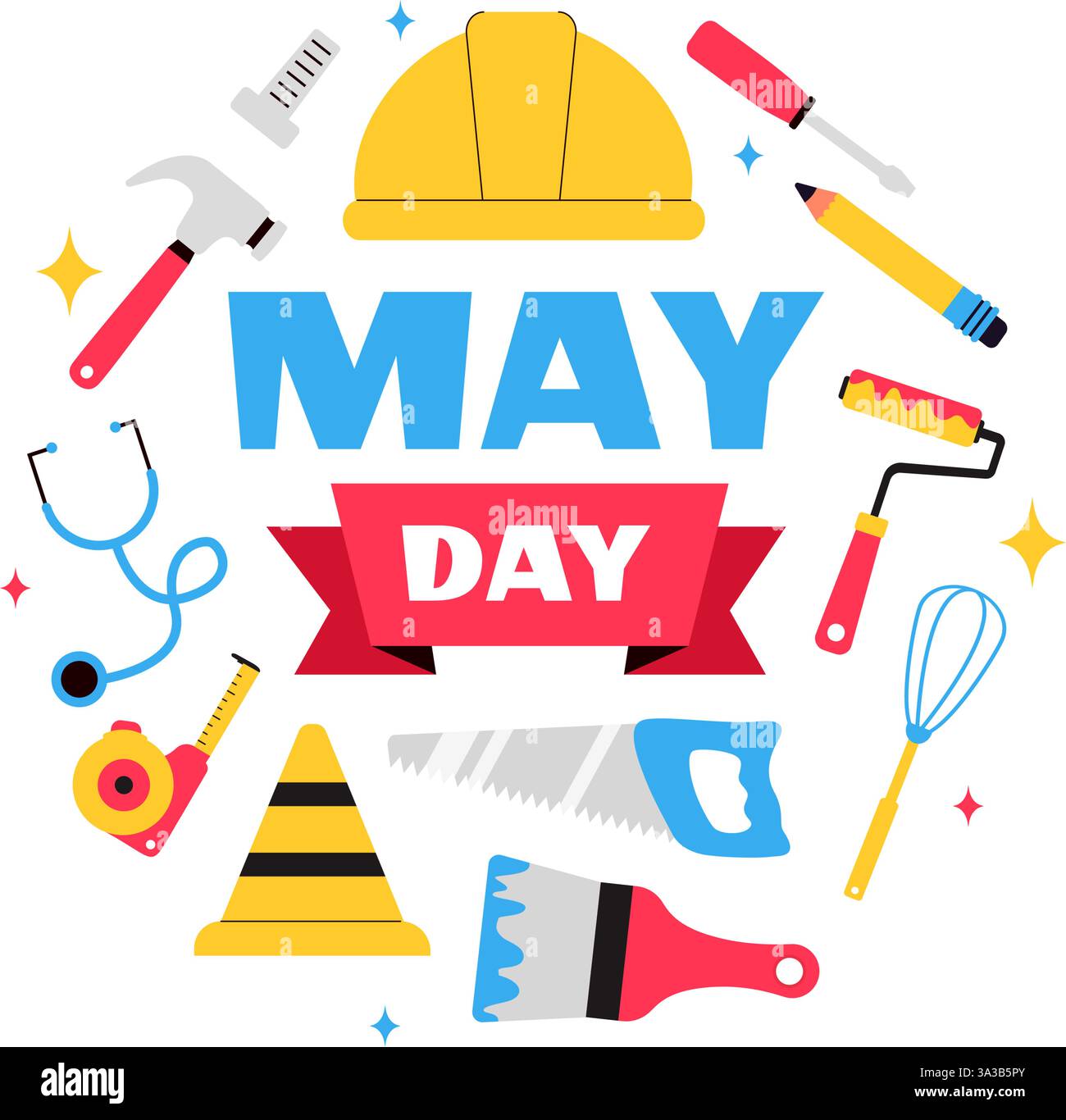 Happy May Day Vector Illustration on May 1st Featuring Various ...