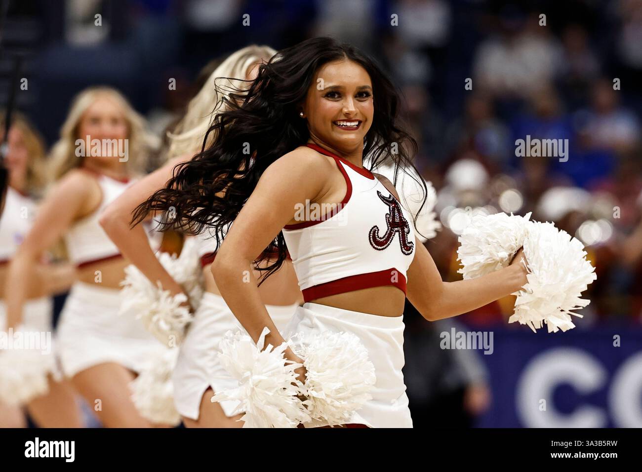 Alabama cheerleaders perform during the second half of an NCAA college ...