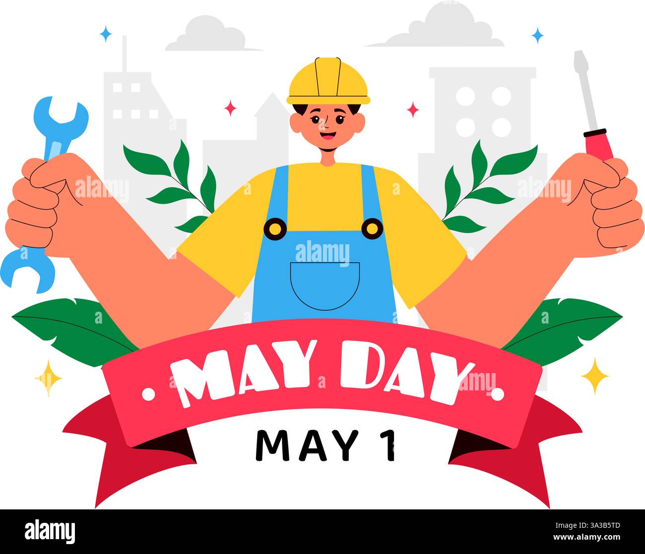 Happy May Day Vector Illustration on May 1st Featuring Various ...