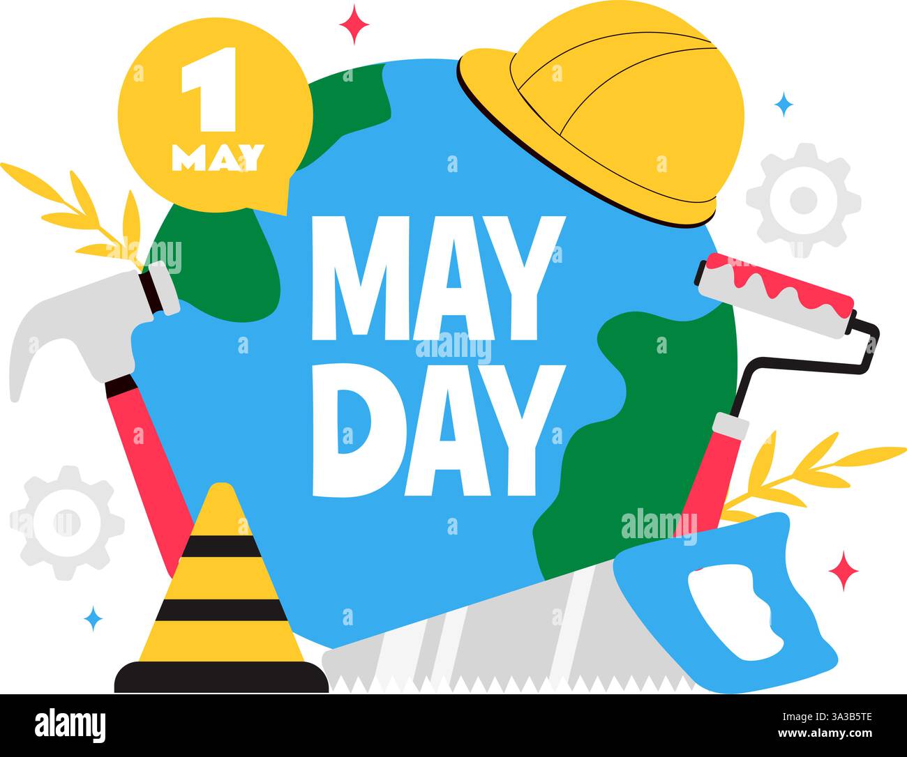 Happy May Day Vector Illustration on May 1st Featuring Various ...