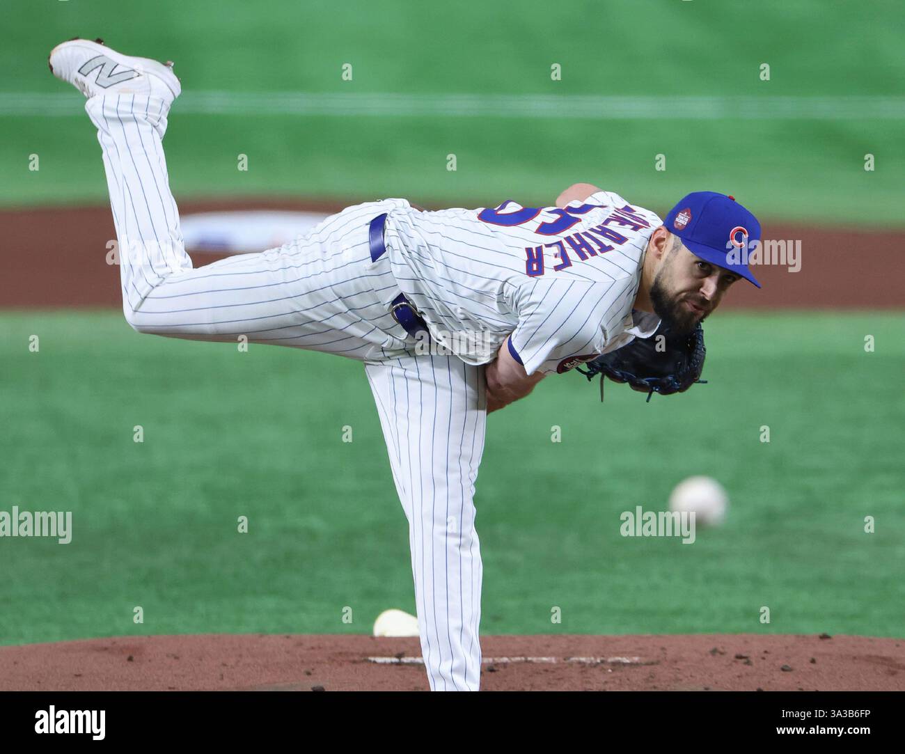Chicago Cubs starting pitcher Julian Merryweather pitches in the first ...