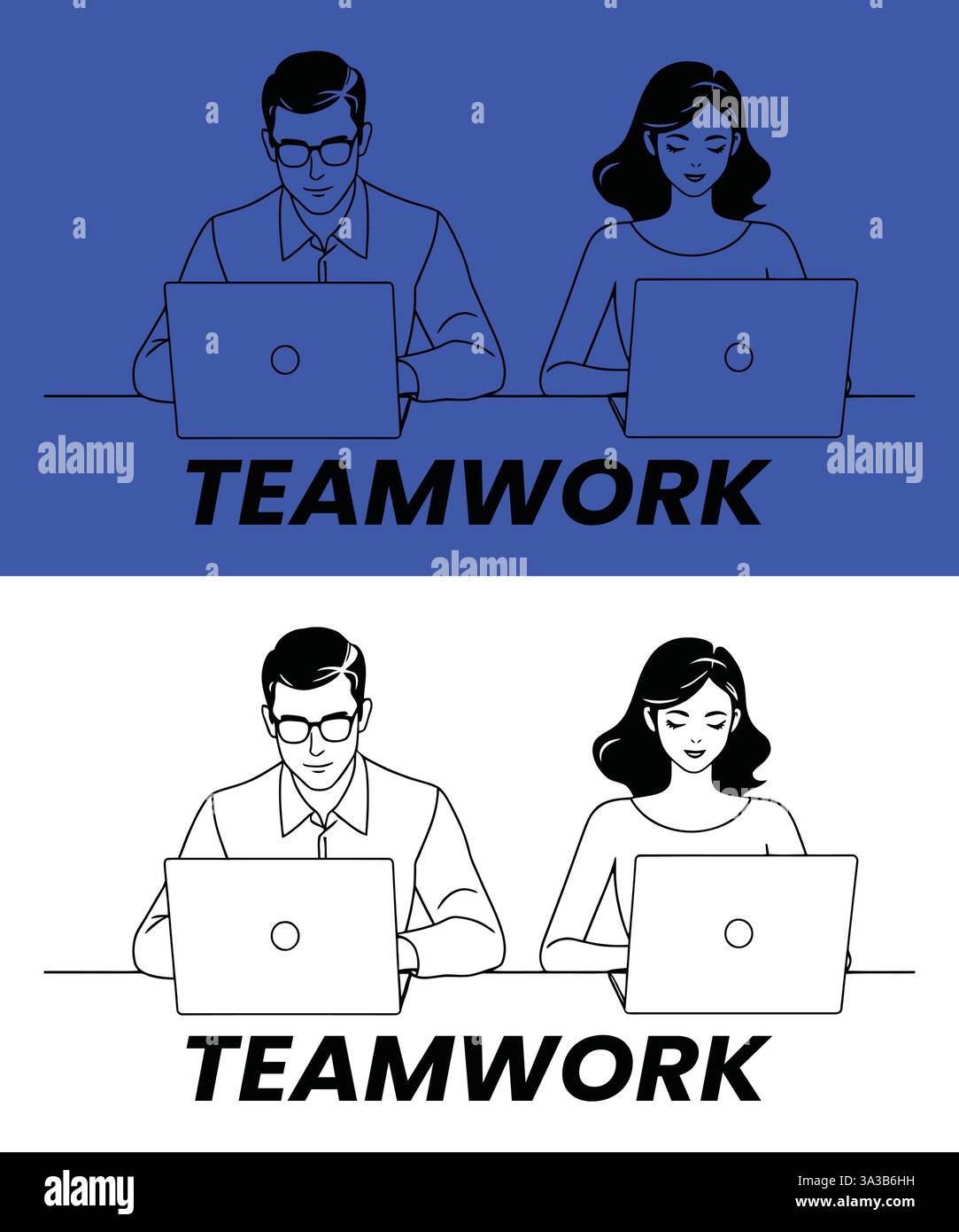Illustration Professional Teamwork – Business Men and Women Working ...