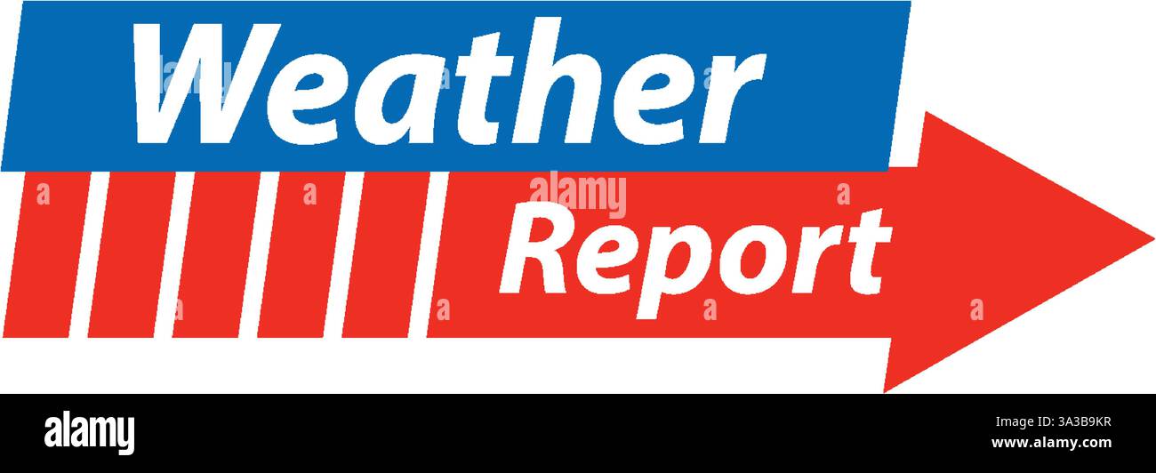 Dynamic vector illustration featuring a bold arrow with 'Weather Report ...