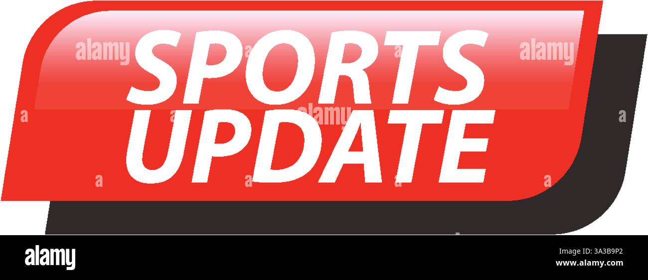 Bold vector illustration featuring a red and white sports update banner ...