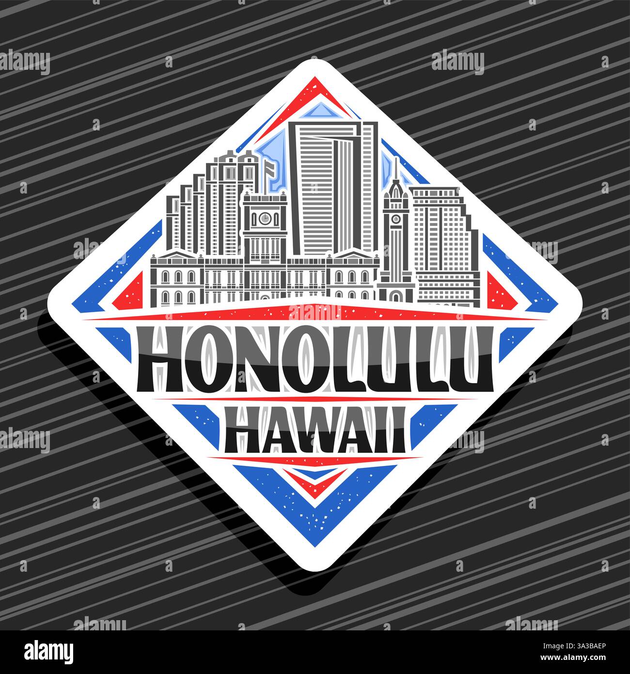 Vector logo for Honolulu, white decorative rhomb road sign with simple ...