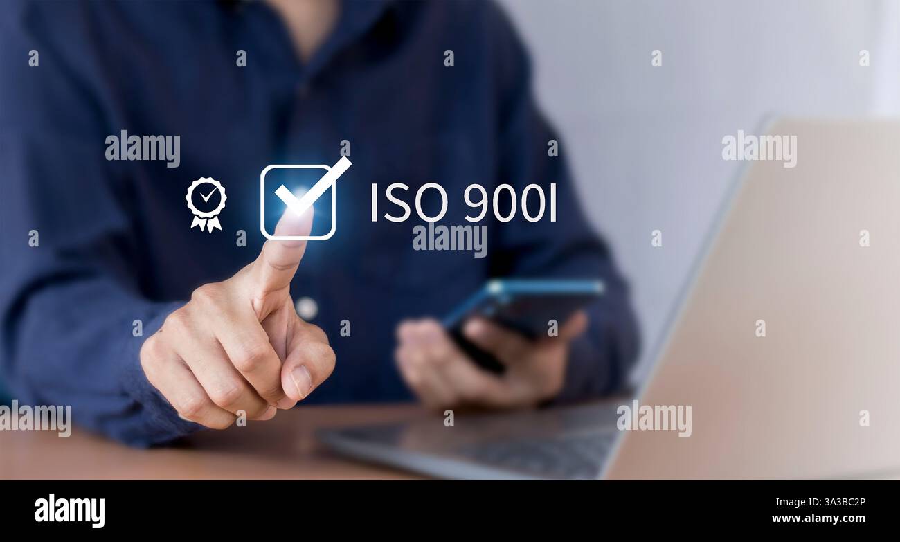 Quality control concept, ISO 9001 certification, enterprise quality management, certification ...