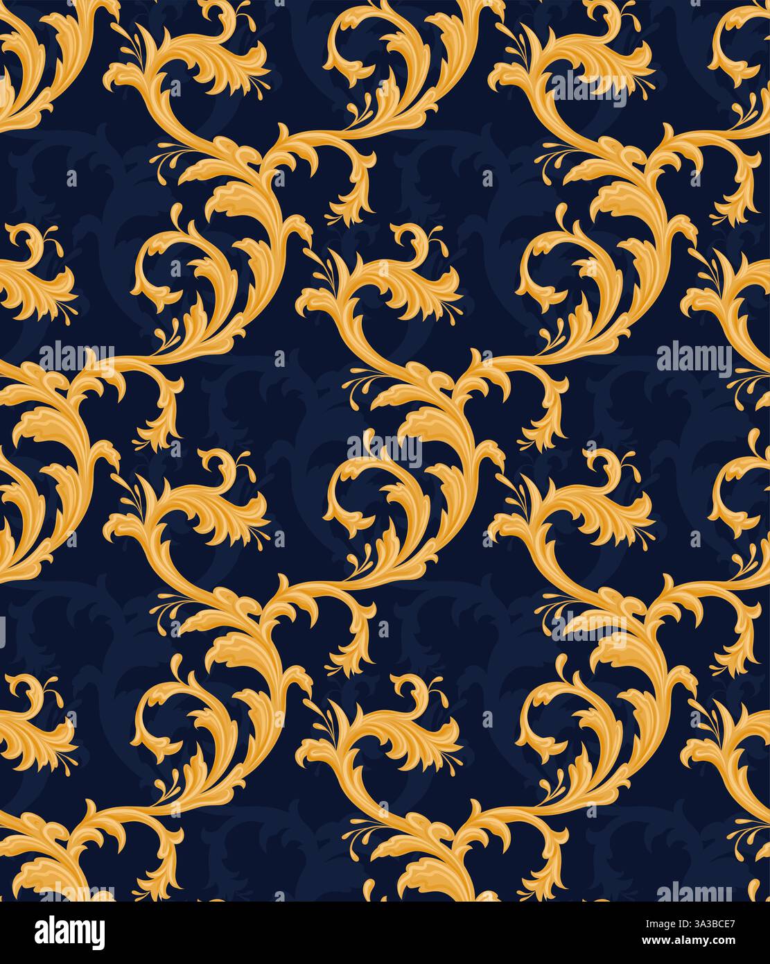 Vector luxury baroque seamless pattern. Ornament with gold filigree ...