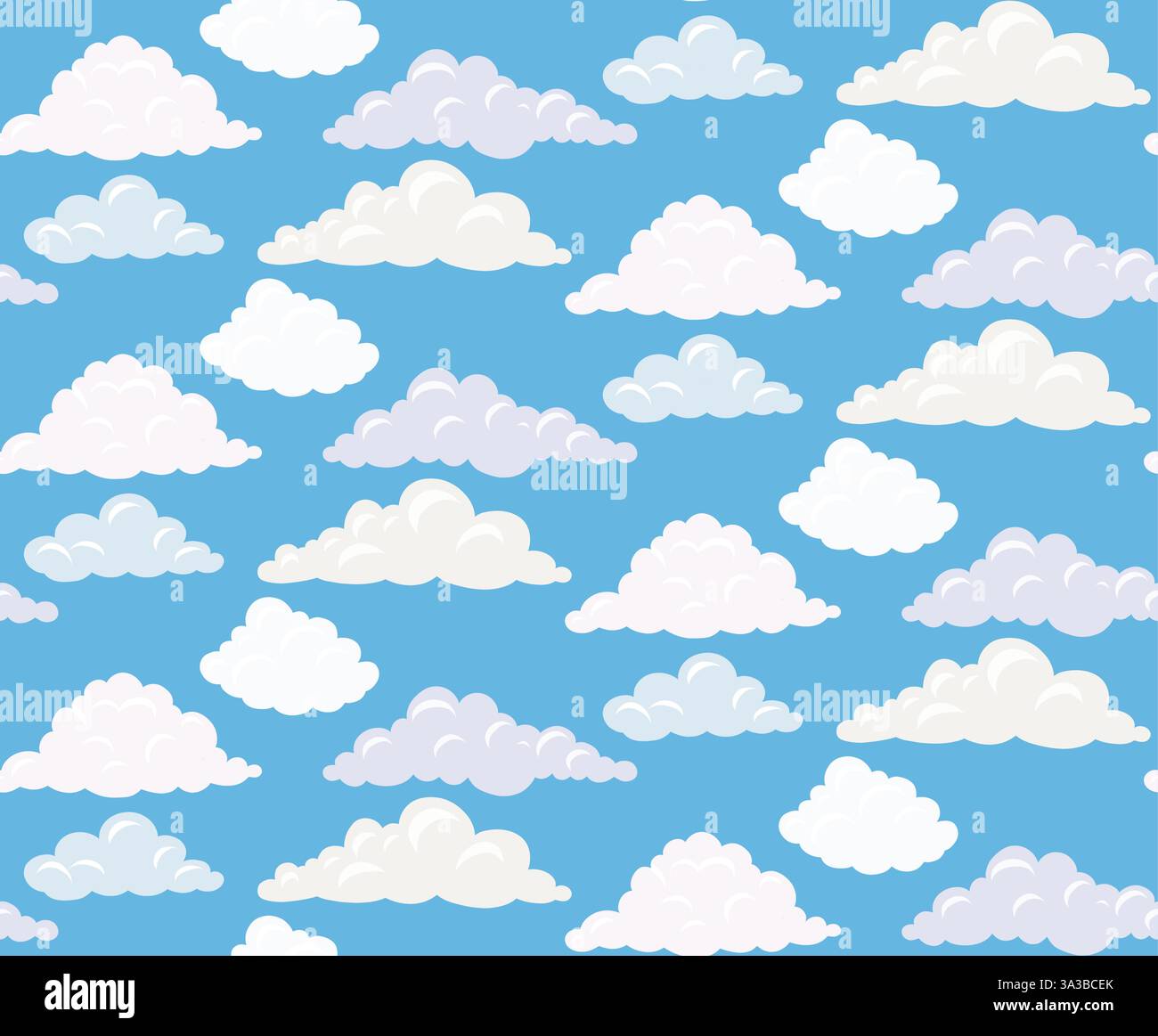 Vector seamless pattern with cartoon clouds on blue background. Sky ...