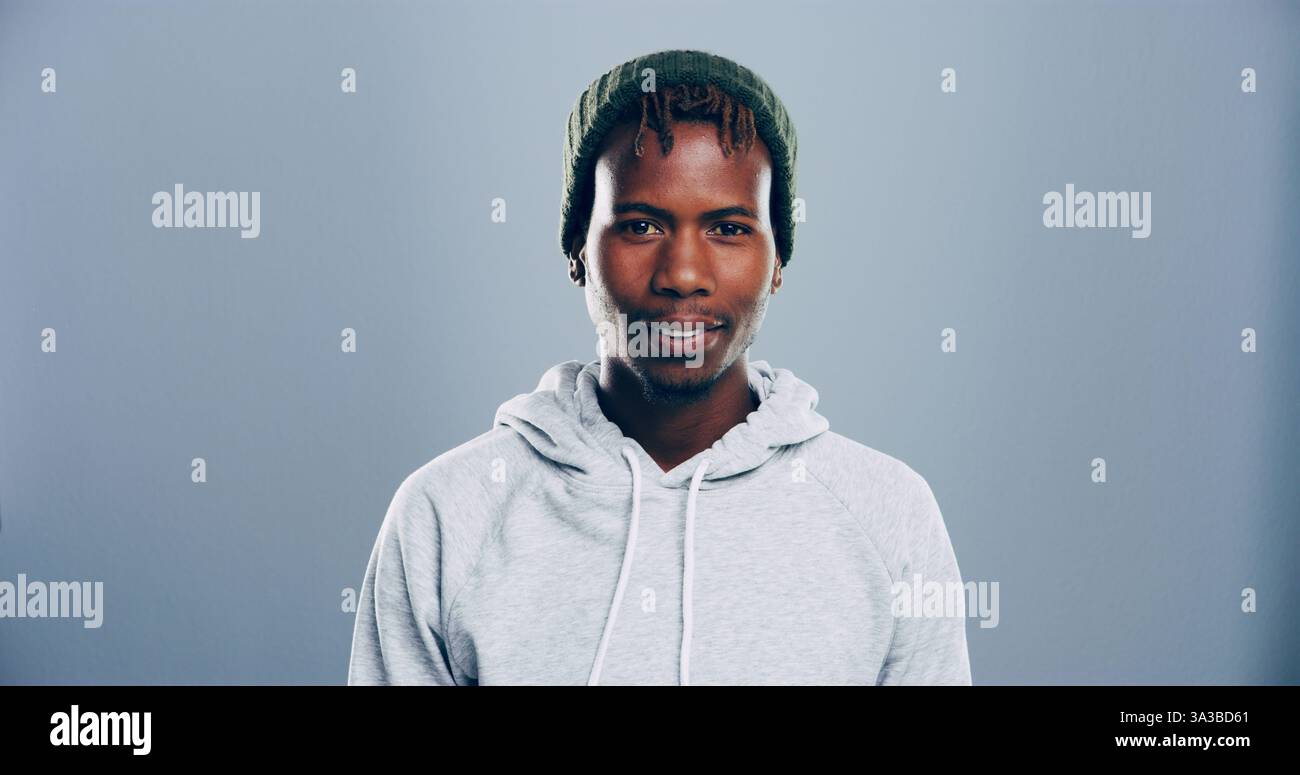Black man, student and portrait in studio for development, education ...