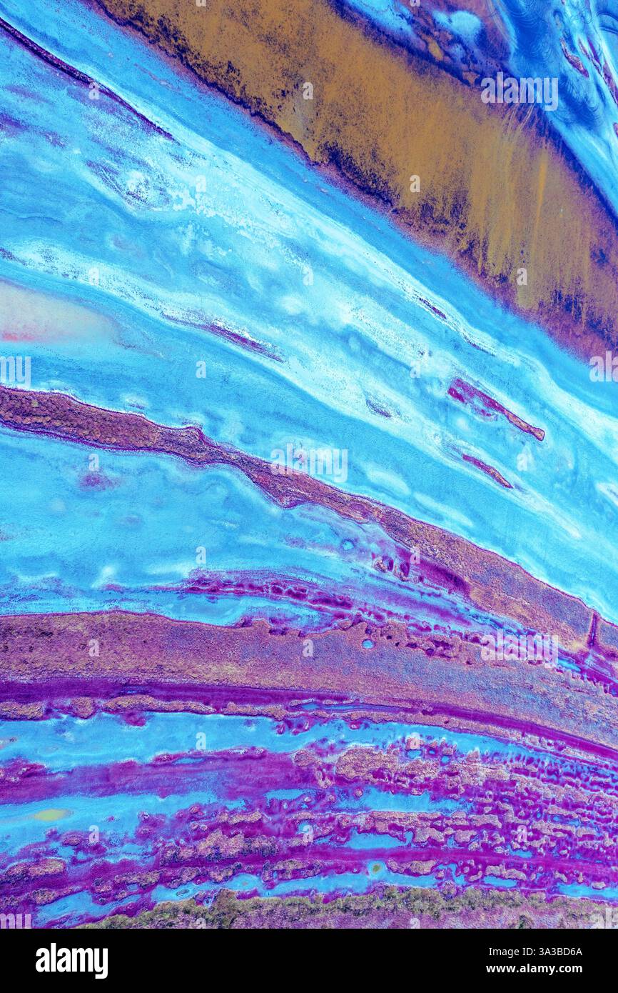 Abstract nature background. Top view of the bottom of a dry estuary ...