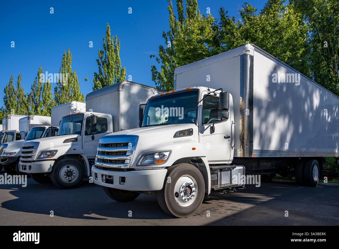 Industrial grade white middle duty compact rigs day cab semi trucks ...