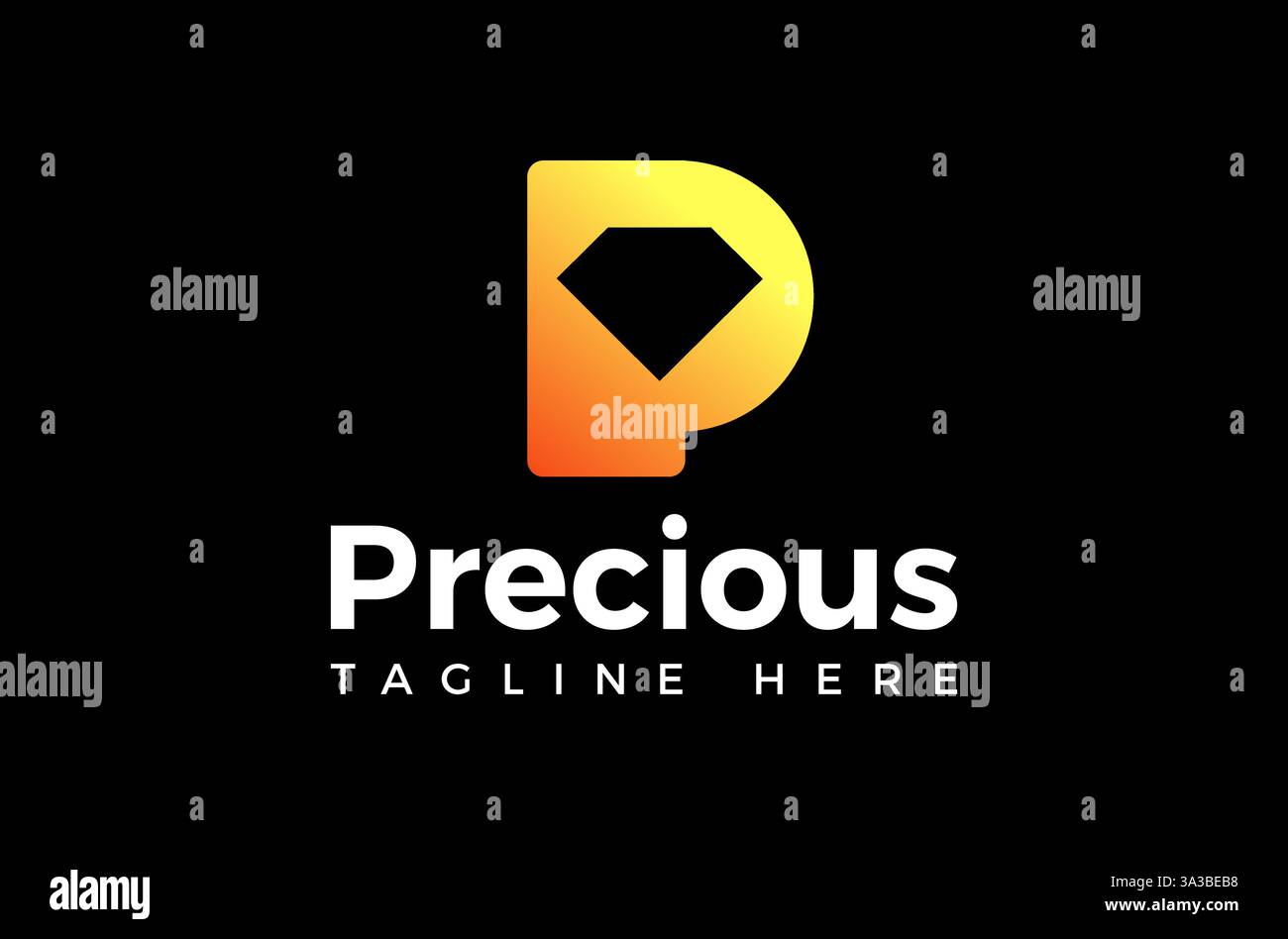Letter P Precious Logo Design, Luxurious Gold and Diamond Stone Logo ...
