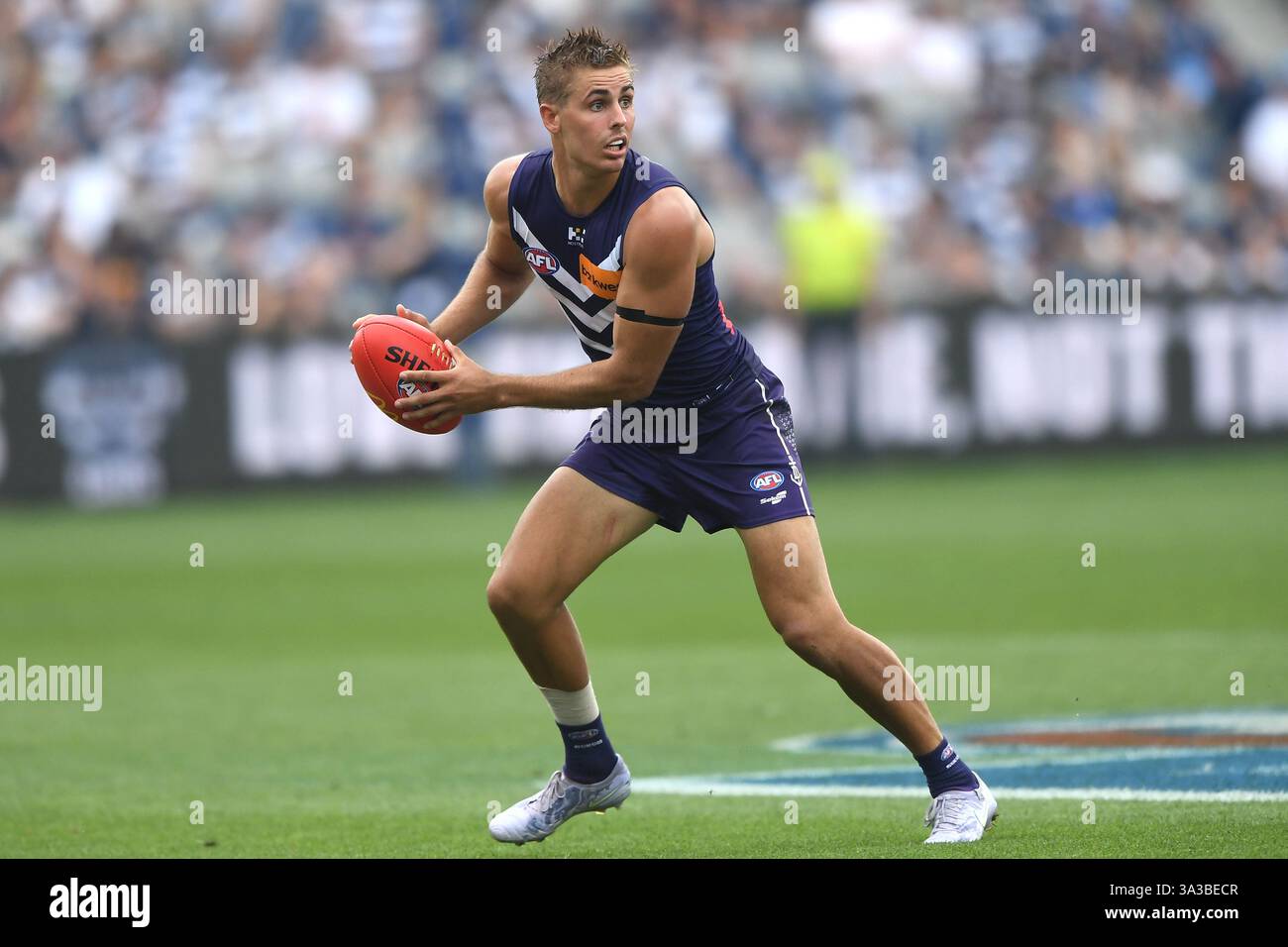 Geelong, Australia. 15th Mar, 2025. Jeremy Sharp of the Dockers is seen in action during the AFL ...