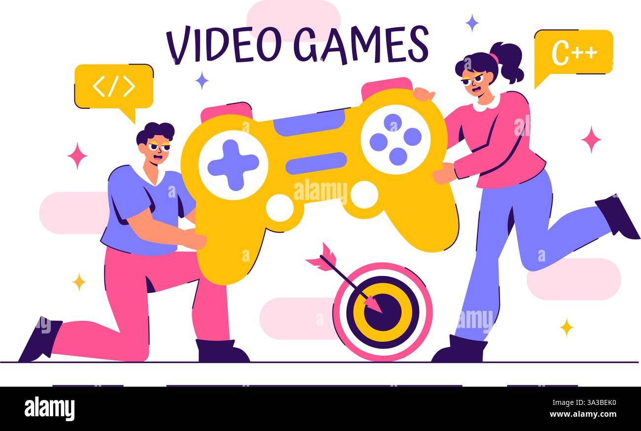 Vector Illustration of a Professional Cute Gamer Streaming Online While ...